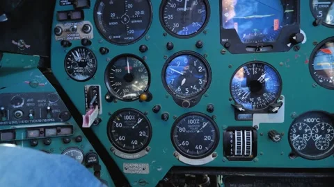 The cockpit of old Soviet Mig-23 fighter... | Stock Video | Pond5