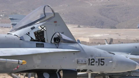 Cockpit with open canopy of a modern mil... | Stock Video | Pond5