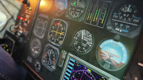 Cockpit panel instruments showing flight... | Stock Video | Pond5