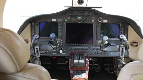 cockpit reveal inside private jet instru... | Stock Video | Pond5