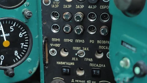 cockpit of an Soviet Mig-23 fighter. Clo... | Stock Video | Pond5