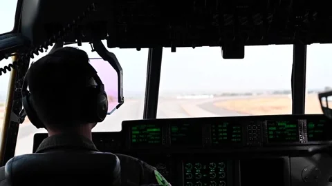 From the cockpit U.S. Air Force pilot ta... | Stock Video | Pond5