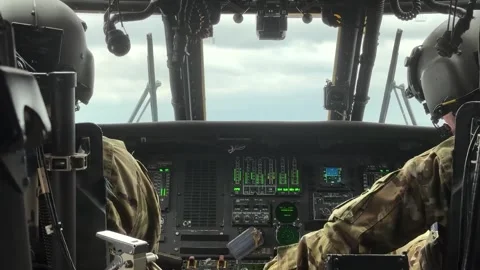 From the cockpit U.S. Army pilot flying ... | Stock Video | Pond5
