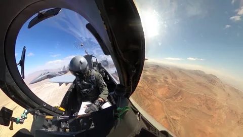From the cockpit USAF pilot flying A-10 ... | Stock Video | Pond5