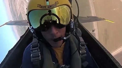 Cockpit view of Blue Angel pilot as he r... | Stock Video | Pond5