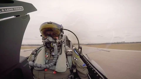 Cockpit view of a F-16 fighter pilot as ... | Stock Video | Pond5