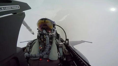 Cockpit view of a F-16 fighter pilot as ... | Stock Video | Pond5