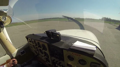 Cockpit View from Small Aircraft Taking ... | Stock Video | Pond5