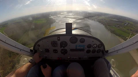 Cockpit view from small airplane | Stock Video | Pond5