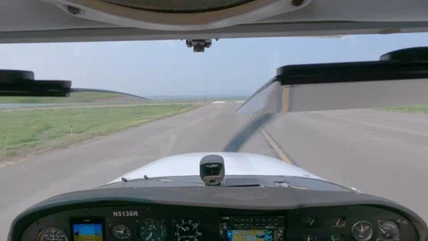 Cockpit view of a small airplane moving ... | Stock Video | Pond5