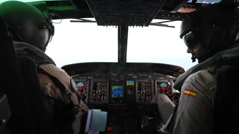 Cockpit view of Spanish Navy pilot flyin... | Stock Video | Pond5