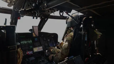Cockpit view of U.S. Army helicopter pil... | Stock Video | Pond5