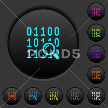 Code analysis dark push buttons with color icons: Royalty Free #151780794