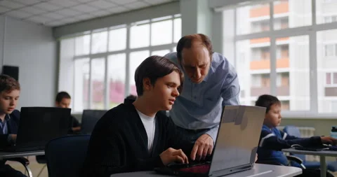 Coding Classes In Modern School, Teacher... | Stock Video | Pond5