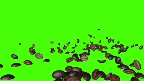 coffee beans falling 3d animation , gree... | Stock Video | Pond5