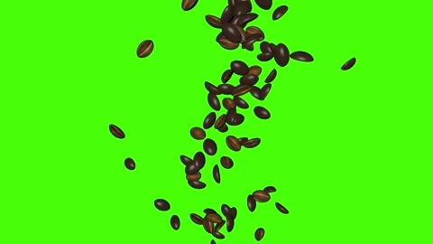 coffee beans falling 3d animation , gree... | Stock Video | Pond5