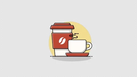 Coffee Cup with Tea Cup. Café Logo Conc... | Stock Video | Pond5