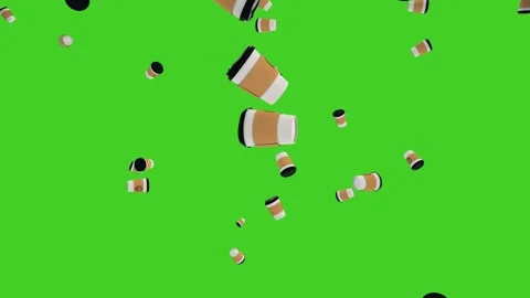 Coffee Cups Falling on Green Screen Back... | Stock Video | Pond5