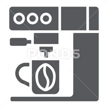 Coffee machine glyph icon, household and kitchen, coffee maker sign ...