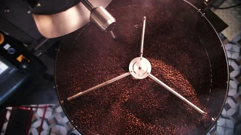 Coffee roaster machine mixing aroma bean... | Stock Video | Pond5