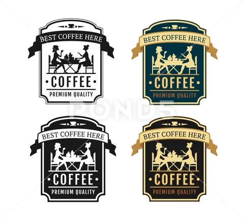 Coffee shop and cafe label set. Cafe signboard design: Graphic #80410629