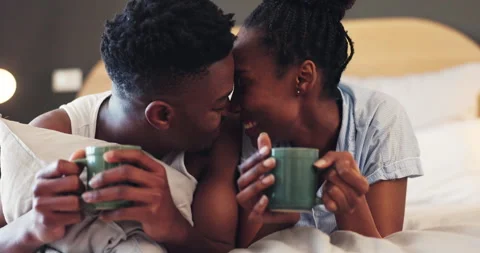 Coffee, smile and intimate black couple ... | Stock Video | Pond5