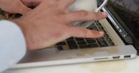 Coffee Spill Laptop Stock Video Footage | Royalty Free Coffee Spill ...