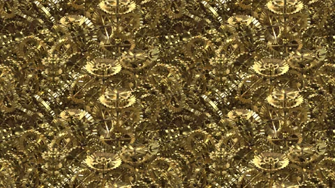Cog Wheel Mechanism Gold Loop Tile textu... | Stock Video | Pond5