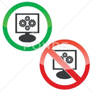 Cogs monitor permission signs: Graphic #52937517