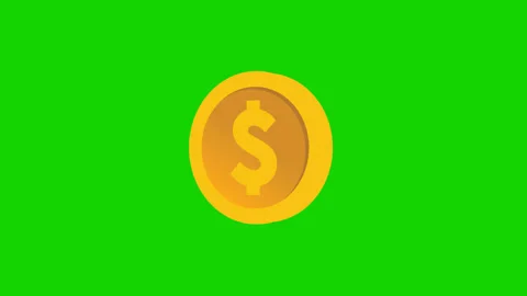 Coin Animation and rotating on green scr... | Stock Video | Pond5