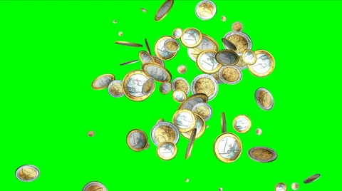 Coins, money falling on green screen | Stock Video | Pond5