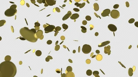 Coins rain animation on transparent back... | Stock Video | Pond5