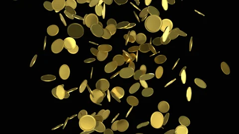 Coins rain animation on transparent back... | Stock Video | Pond5