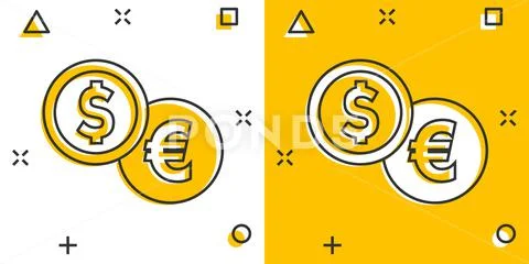 Coins stack icon in comic style. Dollar, euro coin vector cartoon ...