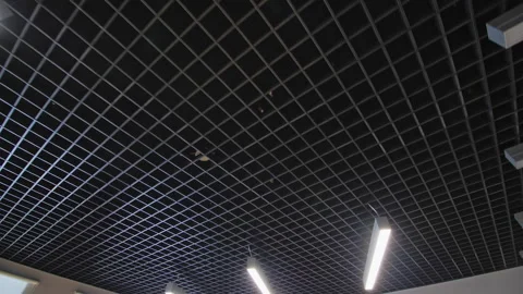 Cold neon lights from ceiling in moderni... | Stock Video | Pond5