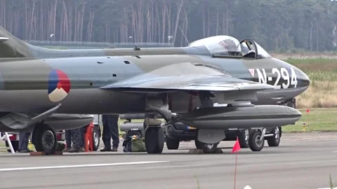 Cold War Fighter jet Parked at air base | Stock Video | Pond5