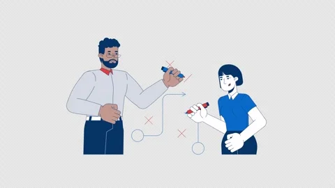 Collaborative problem solving at work 2D... | Stock Video | Pond5