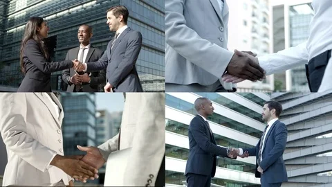 Collage of colleagues in formal wear sha... | Stock Video | Pond5