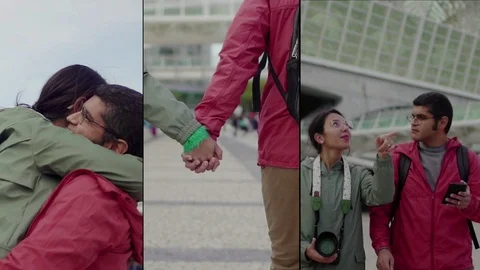 Collage of couple having date, holding h... | Stock Video | Pond5