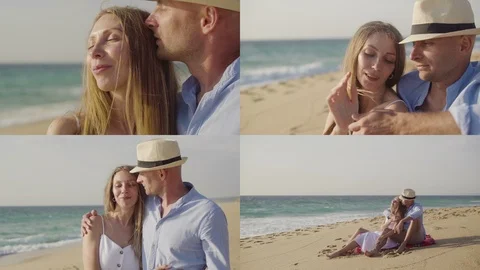 Collage of happy couple looking at each ... | Stock Video | Pond5