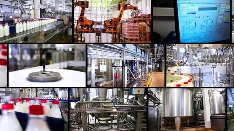 Collage with many bottles of milk move o... | Stock Video | Pond5