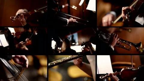 collage multi-screen symphony orchestra ... | Stock Video | Pond5