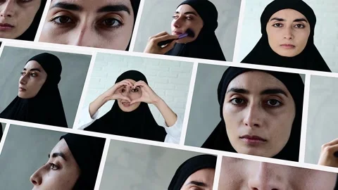 Collage with a Muslim girl in a black hi... | Stock Video | Pond5