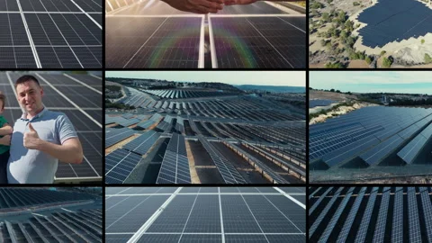 Collage showcasing eco-friendly solar pa... | Stock Video | Pond5