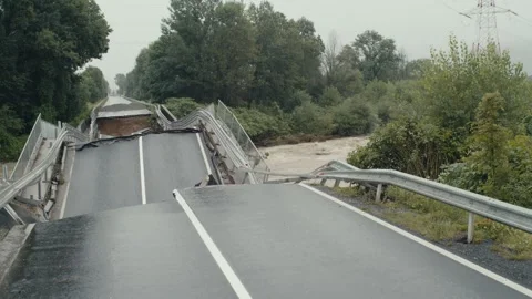 Collapsed bridge catastrophe severe floo... | Stock Video | Pond5