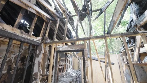 Collapsed Roof Inside of a House that Ca... | Stock Video | Pond5