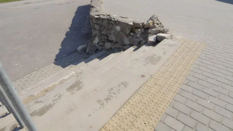 Collapsed Stone Wall in City Next Concre... | Stock Video | Pond5