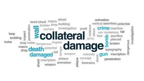 Collateral damage animated word cloud. K... | Stock Video | Pond5