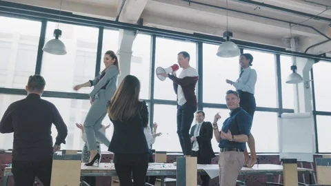 Colleagues celebrate the end of the proj... | Stock Video | Pond5