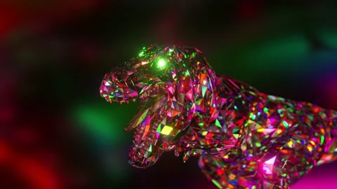 Collection of diamond animals. Roaring d... | Stock Video | Pond5